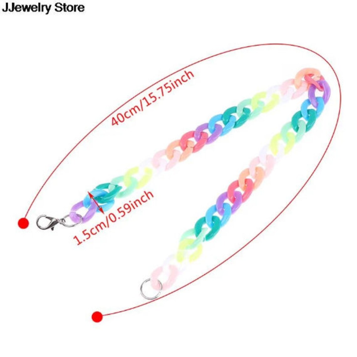 Pastel Rainbow Oversized Chunky Acrylic Chain Necklace - Etsy