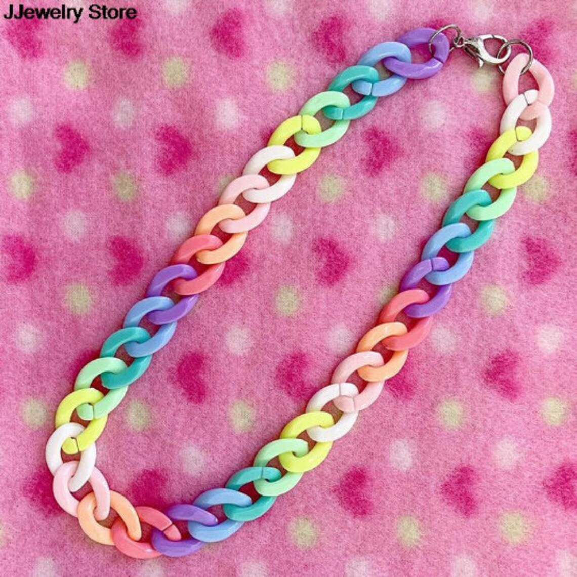 Pastel Rainbow Oversized Chunky Acrylic Chain Necklace - Etsy