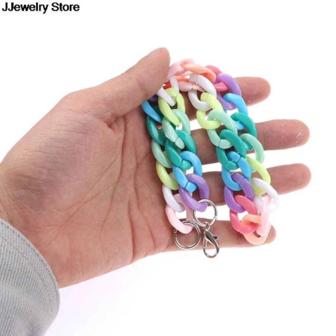 Pastel Rainbow Oversized Chunky Acrylic Chain Necklace - Etsy