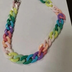 Pastel Rainbow Oversized Chunky Acrylic Chain Necklace - Etsy