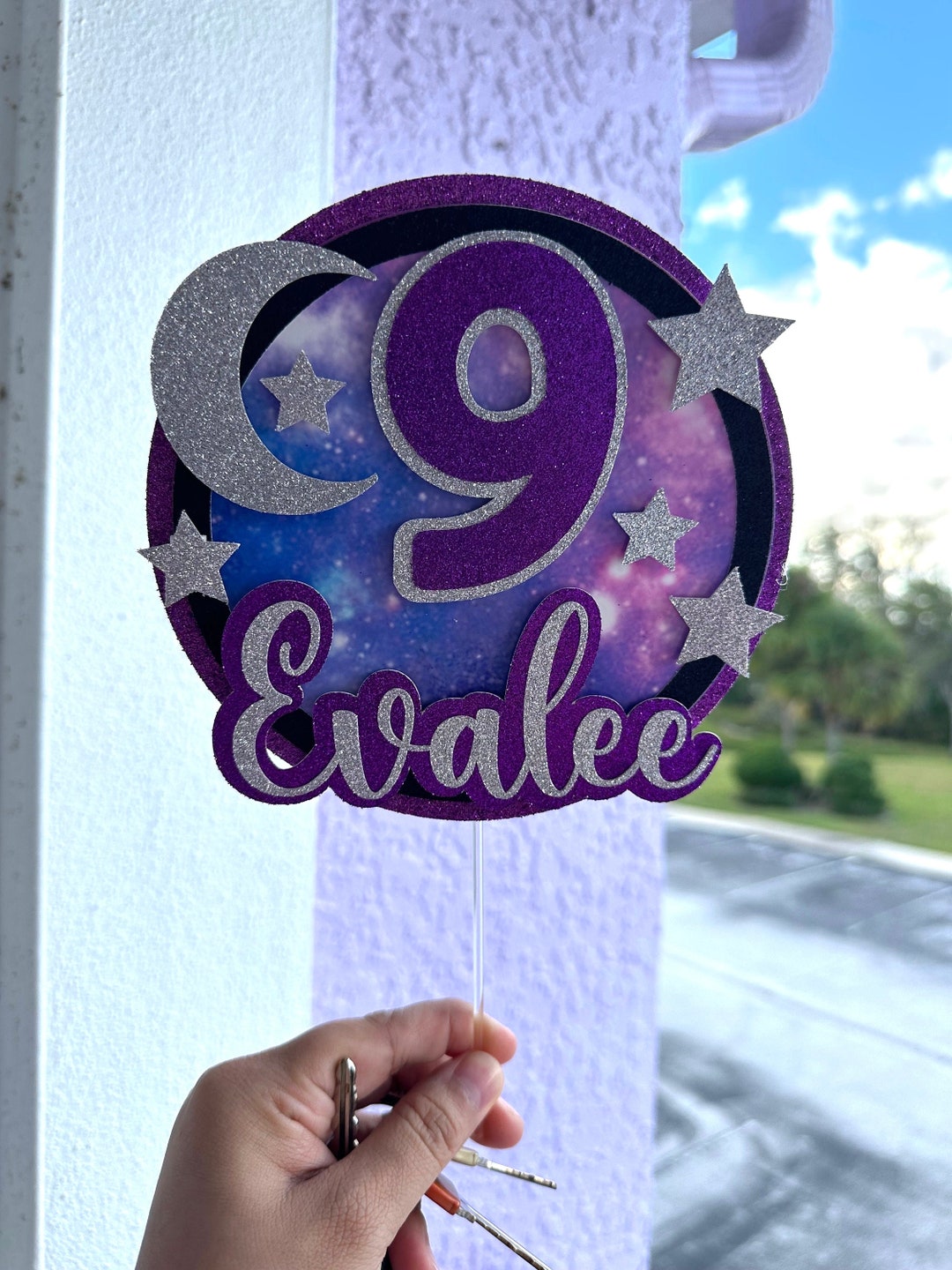 Galaxy Theme Cake Topper/ Purple,black and Silver - Etsy