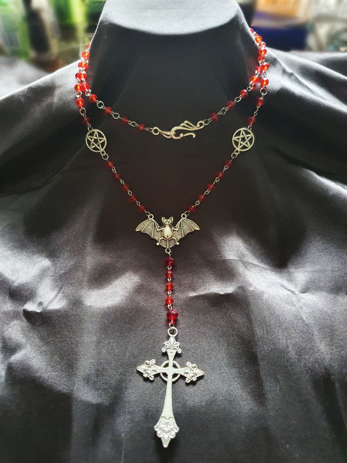 Long Gothic Beaded Rosary Necklace - Etsy