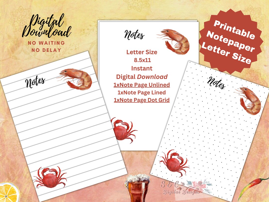Crustaceancore,stationery,note Pages,nautical,teacher Gift,personal ...