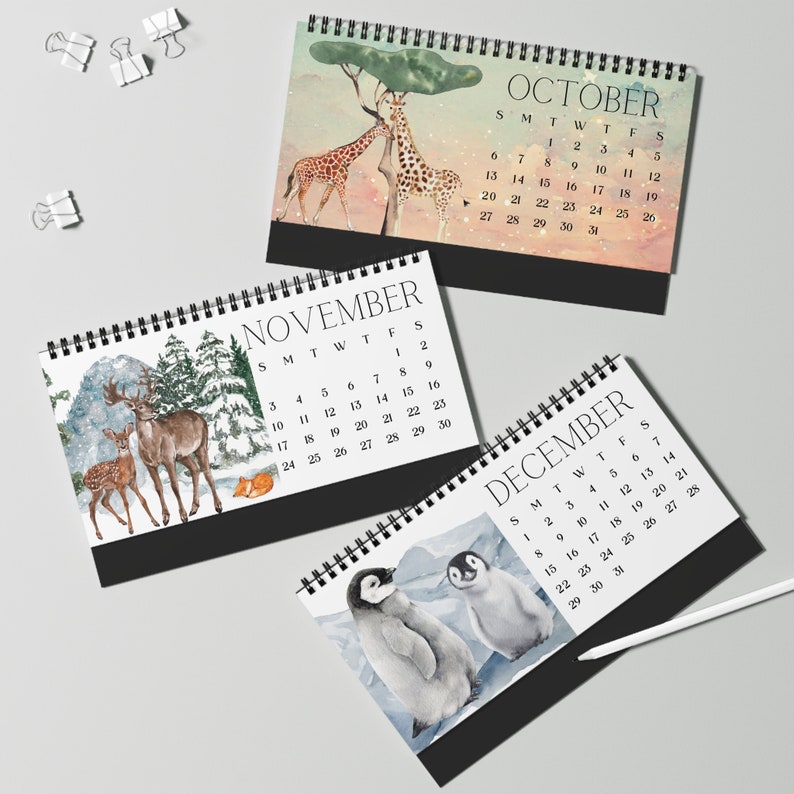 2026 Watercolor Animals Desk Calendar, Teacher Gift, Homeschool ...