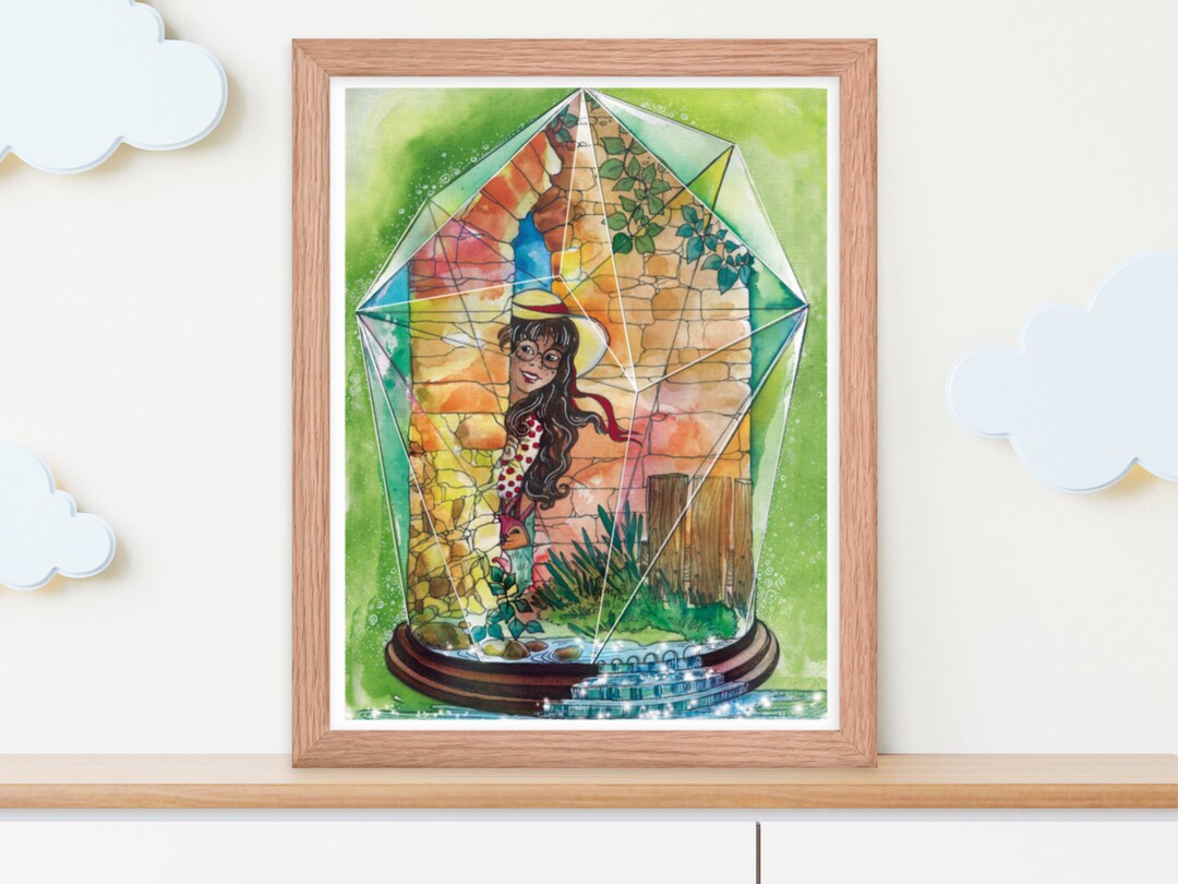 Terrarium Girl Art, Crystal Girl Art for Playroom, Inspiring Girls ...