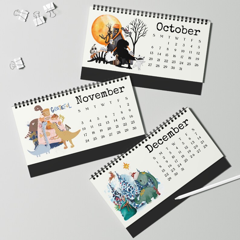 2026 Watercolor Dinosaur Desk Calendar – Dino Lover Gift, Homeschool ...