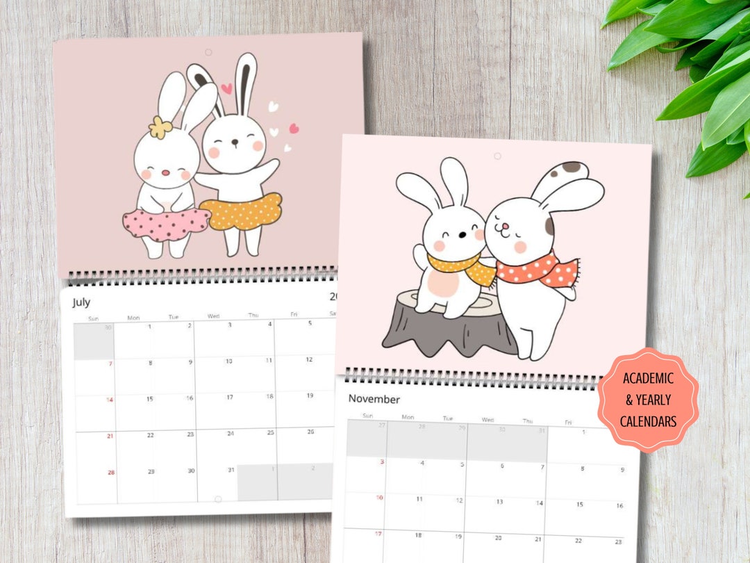 2025–2026 Bunny Wall Calendar • Cute Rabbit Academic Calendar for Kids ...