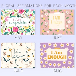 2025 Floral Affirmations Wall Calendar, I AM Mantras for Girls, Growth ...