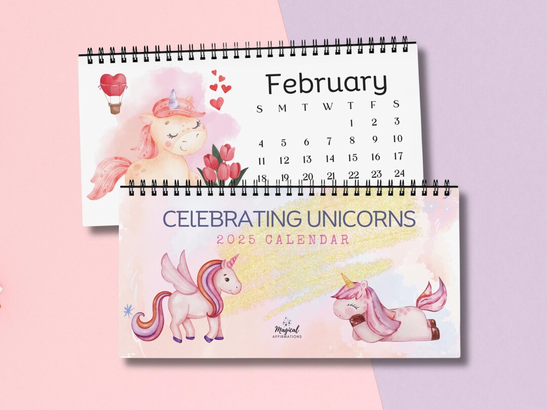 Cute Unicorn Desk Calendar, Whimsical Watercolor Unicorn Gift for Girls ...