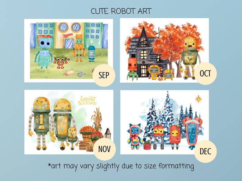 Watercolor Robots Calendar - Robot Lover STEM Gift for Kids - Back to ...