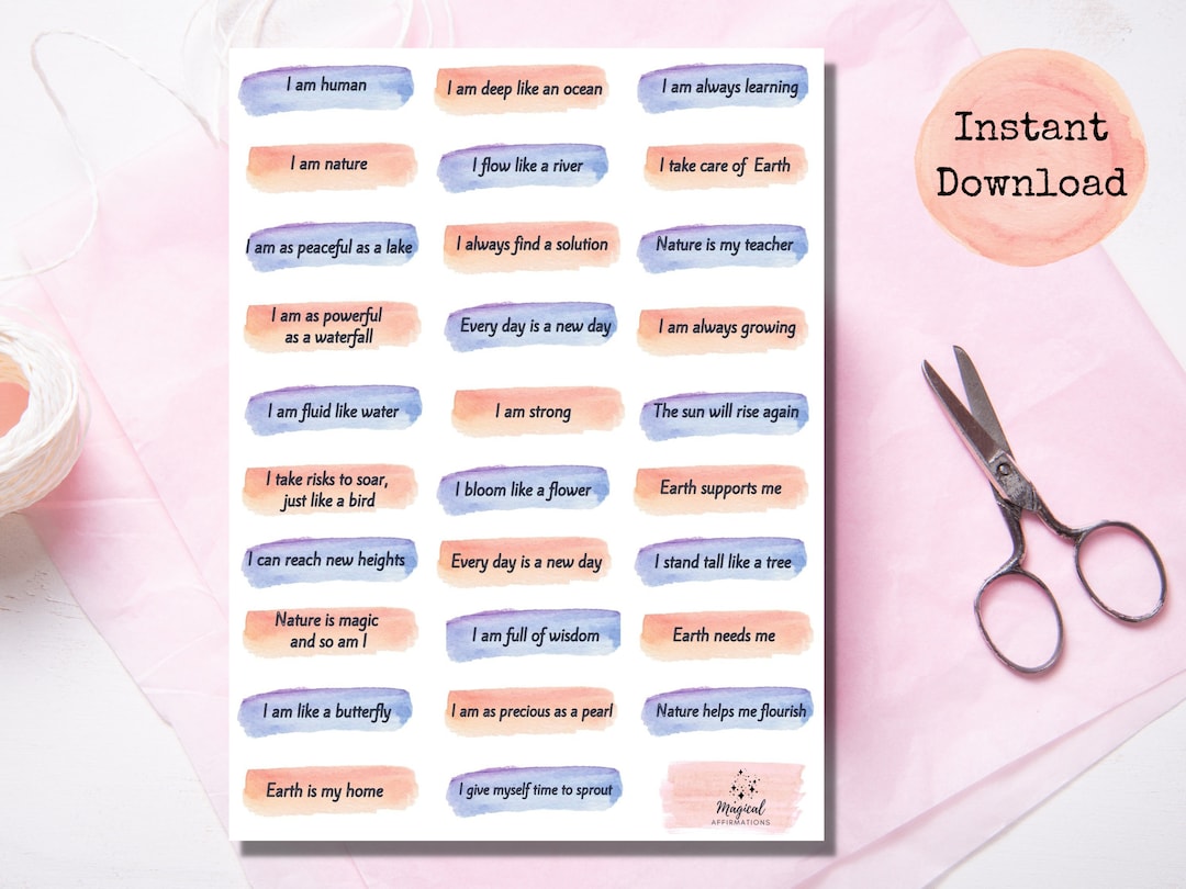 Kids Affirmation Stickers, Positive Mantras Downloadable Stickers ...
