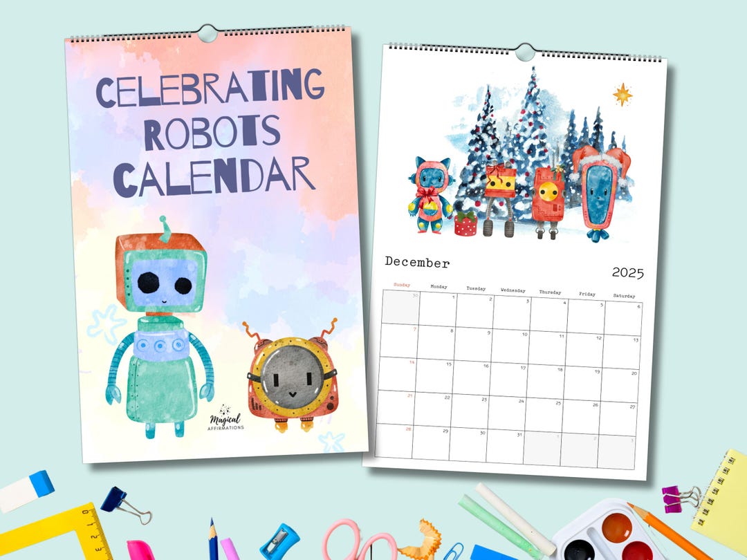 2025 Cute Robot Calendar, Preschool Classroom Decor, Early Learning ...