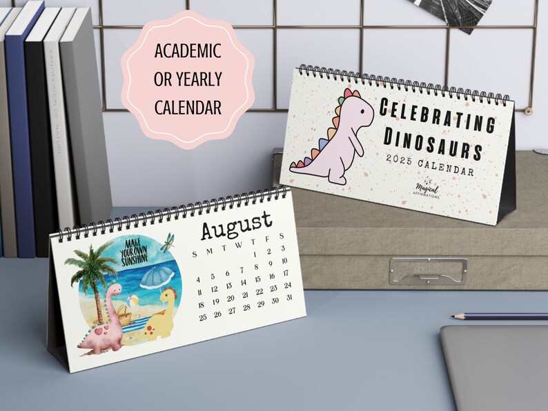 2026 Dinosaurs Desk Calendar – Watercolor Dino Calendar Gift for Dino ...