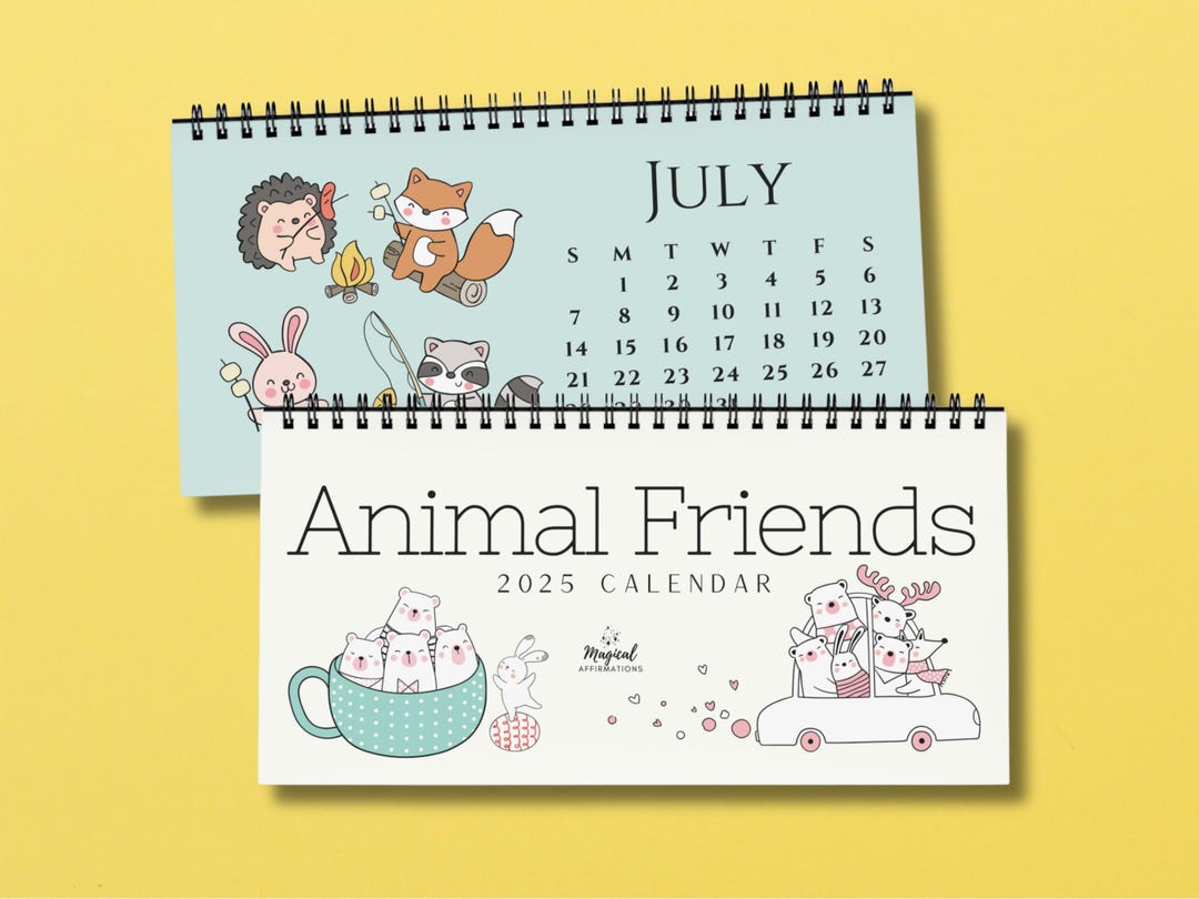 2025 Cute Animals Desk Calendar, Kawaii Minimalist Animal Calendar for ...