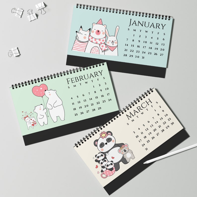 2026 2027 Kawaii Animals Desk Calendar – Cute Back to School Mid Year ...