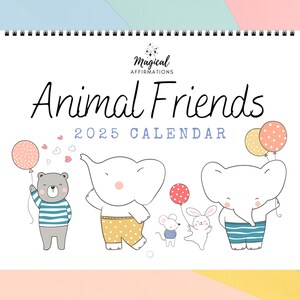2025–2026 Cute Animal Calendar for Kids • Minimalist Cartoon Animal ...