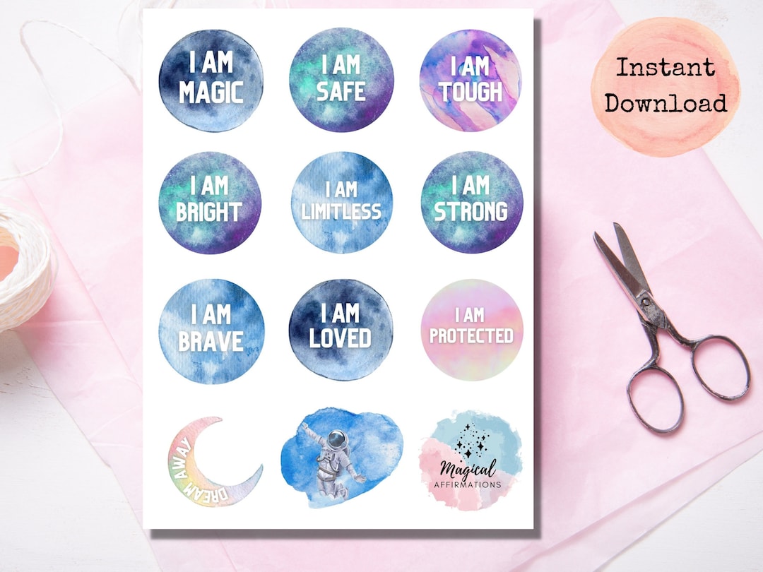 Space Affirmations, I AM Downloadable Space Stickers, Kids Space ...