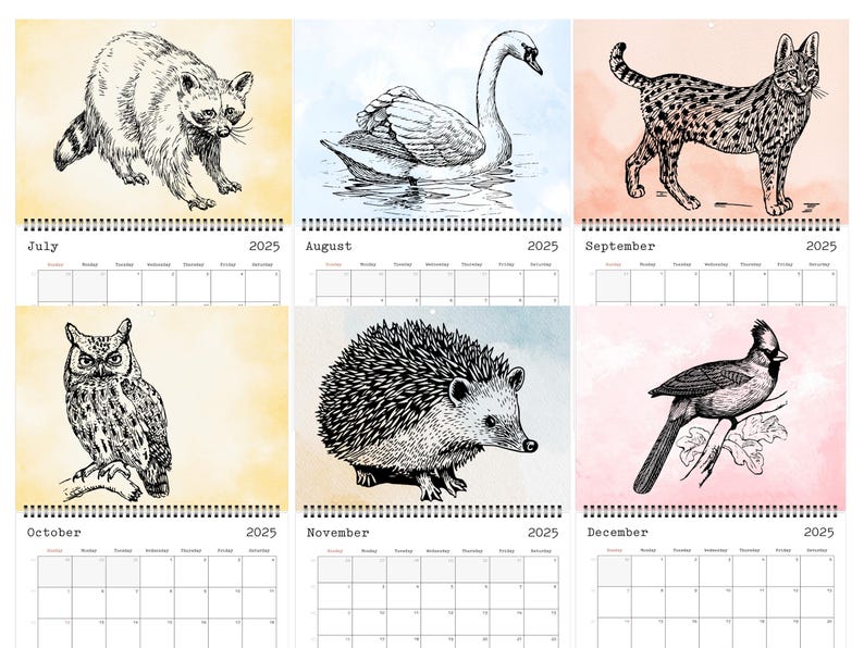 Watercolor Animals Wall Calendar 2026 • Kids Animal Lover Calendar for ...