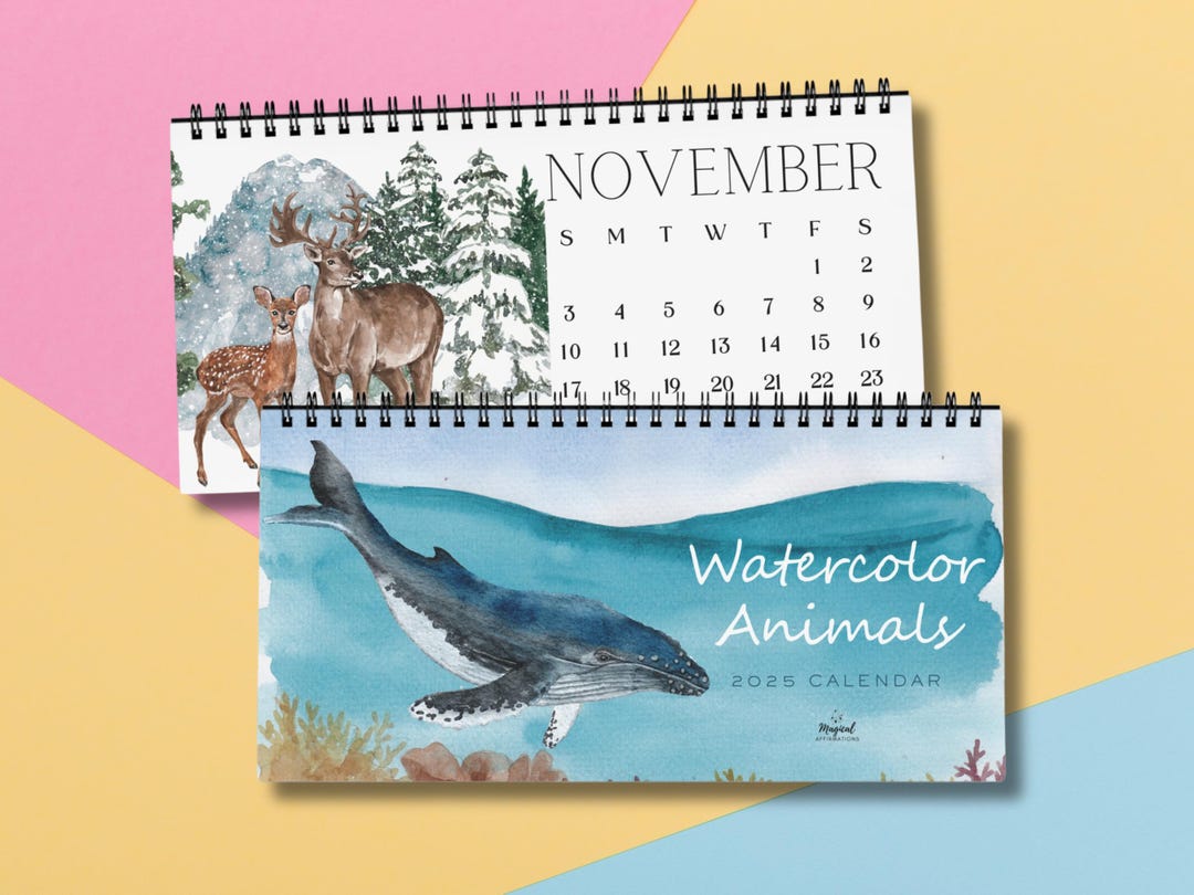 2025 Watercolor Animals Desk Calendar, Beautiful Animal Calendar, Gifts ...