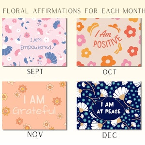 2025 Floral Affirmations Wall Calendar, I AM Mantras for Girls, Growth ...