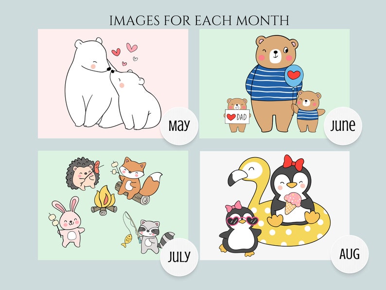 2026 2027 Cute Kawaii Animals Calendar • Baby Shower and Nursery Gift ...