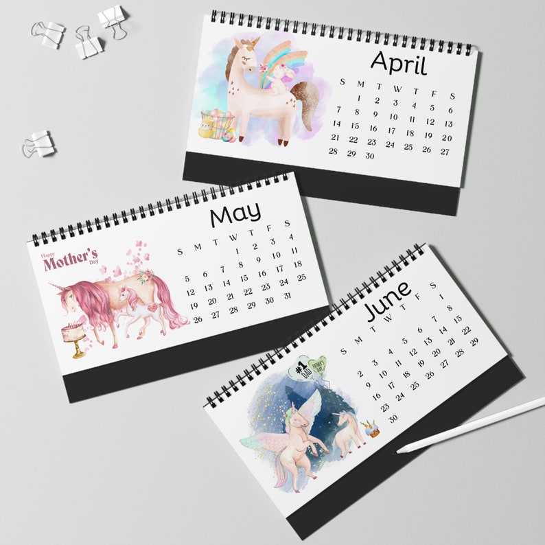 2026 2027 Whimsical Watercolor Unicorn Desk Calendar, Back to School ...