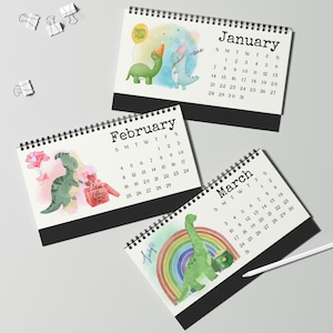 2024 Dino Kid Calendar, Kid Dinosaur Desk Calendar, 2024 Dinosaurs ...
