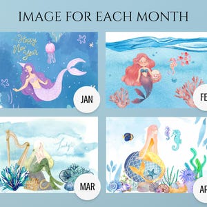 Watercolor Mermaid Calendar 2026 • Customizable Monthly Start - Etsy