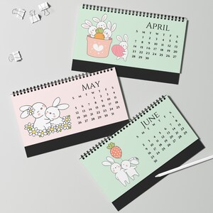 Cute Rabbits Desk Calendar, Kids 2024-2025 Academic Student Rabbit ...