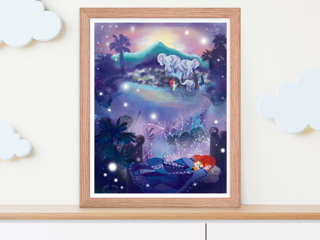 Elephant Dreams Wall Poster for Kids, Whimsical Kid Room Decor ...