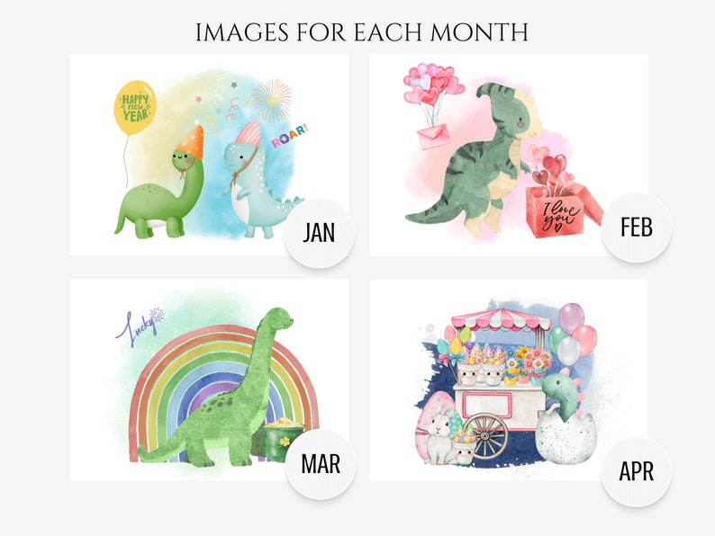 Dinosaur Calendar 2026 • Watercolor Dino Art for Kids - Etsy