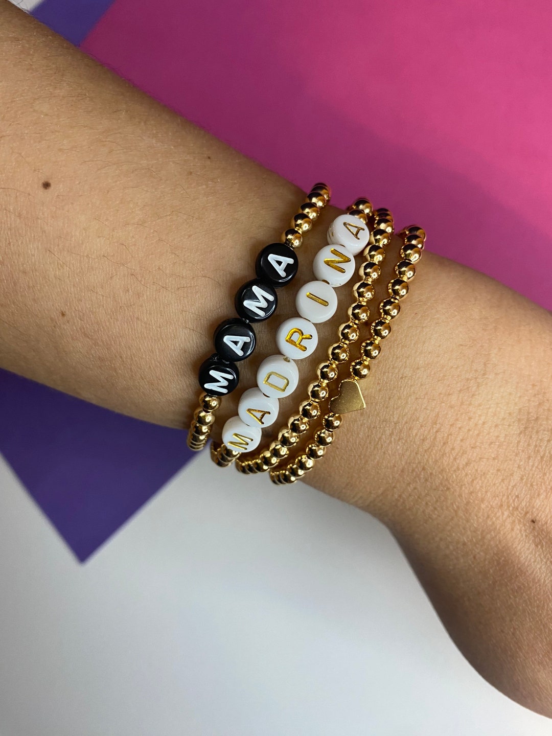 Personalized Name Bracelet / Beaded Letter Bracelets / Custom Name ...