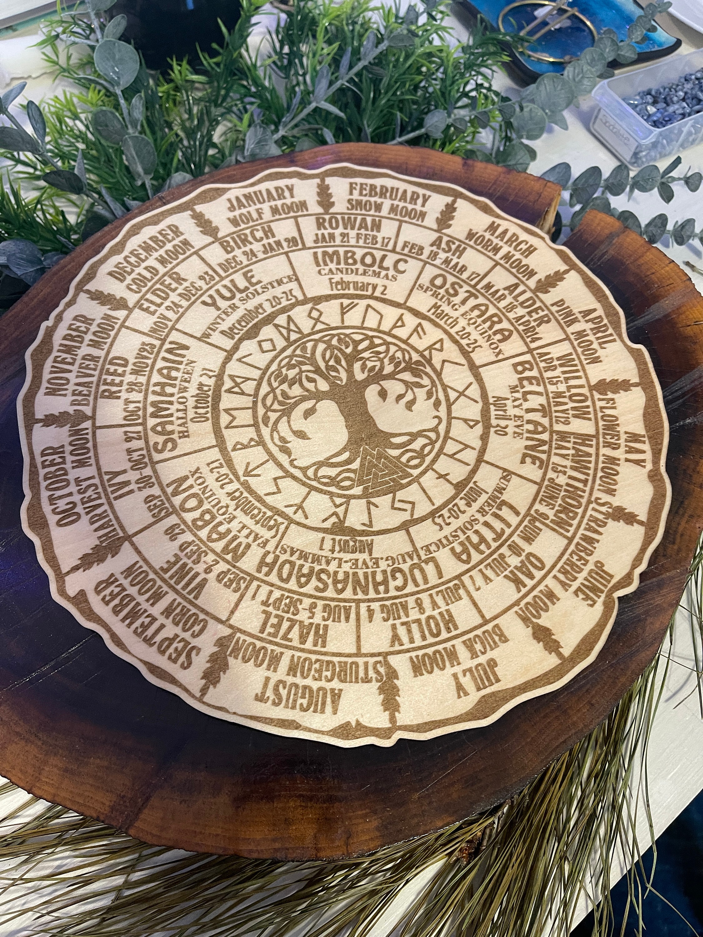 Laser Engraved Wheel of the Year - Etsy