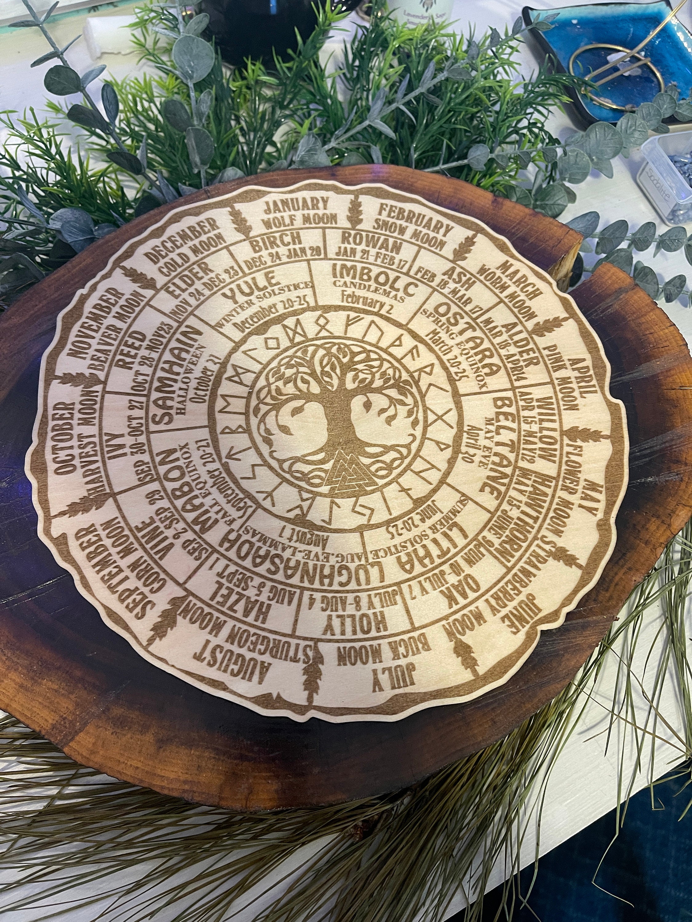 Laser Engraved Wheel of the Year - Etsy