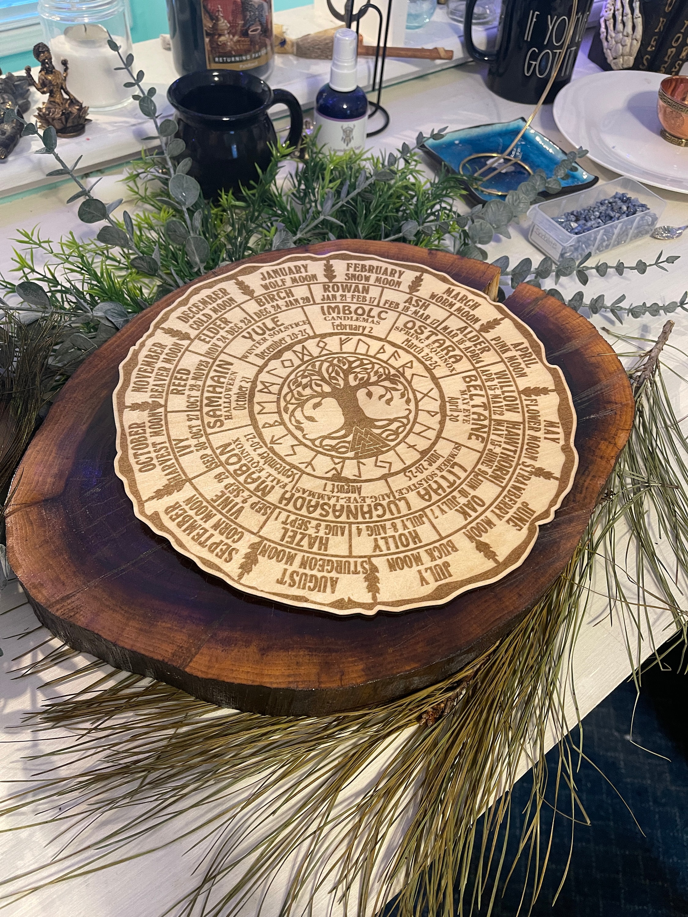 Laser Engraved Wheel of the Year - Etsy