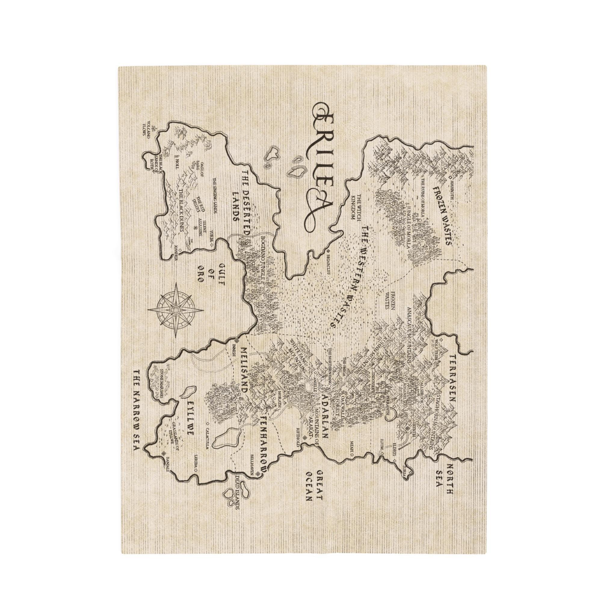 Throne of Glass Map Book Lovers Blanket Erilea Map Sarah J Maas ACOTAR ...