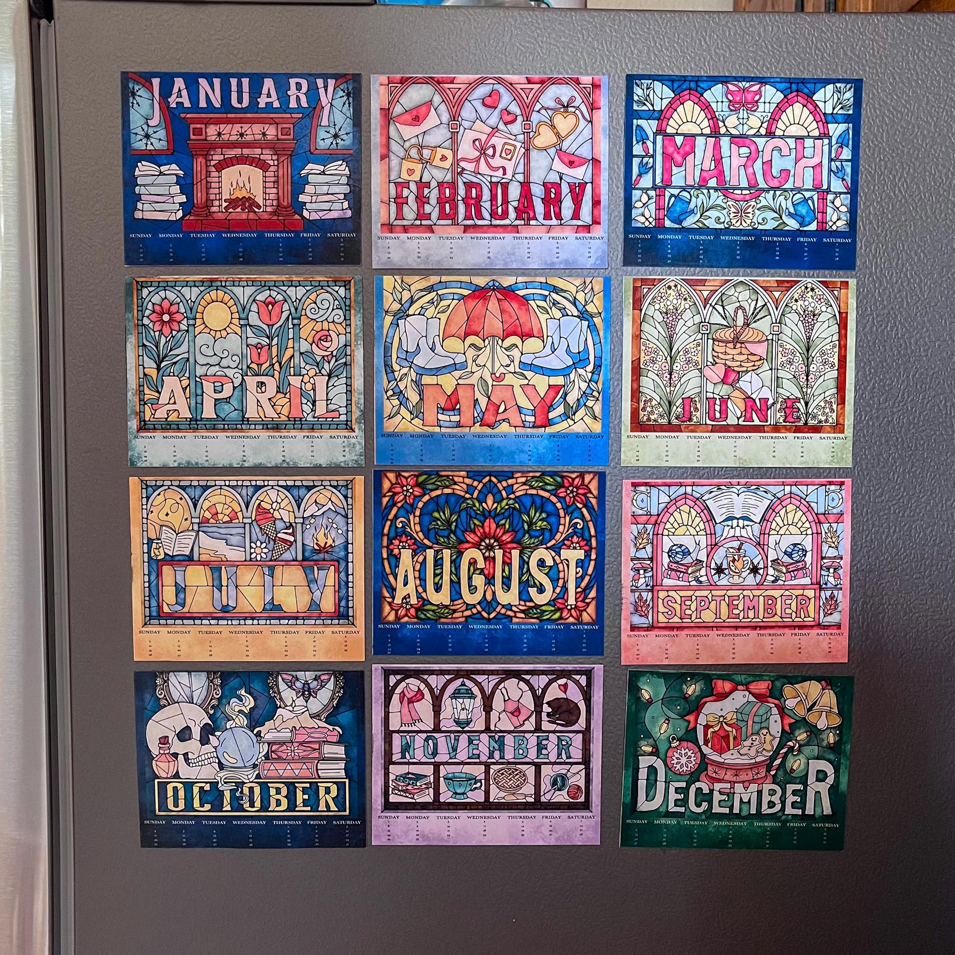 Stained Glass Art Calendar 2026 Calendar Magnet Small Calendar Fridge ...