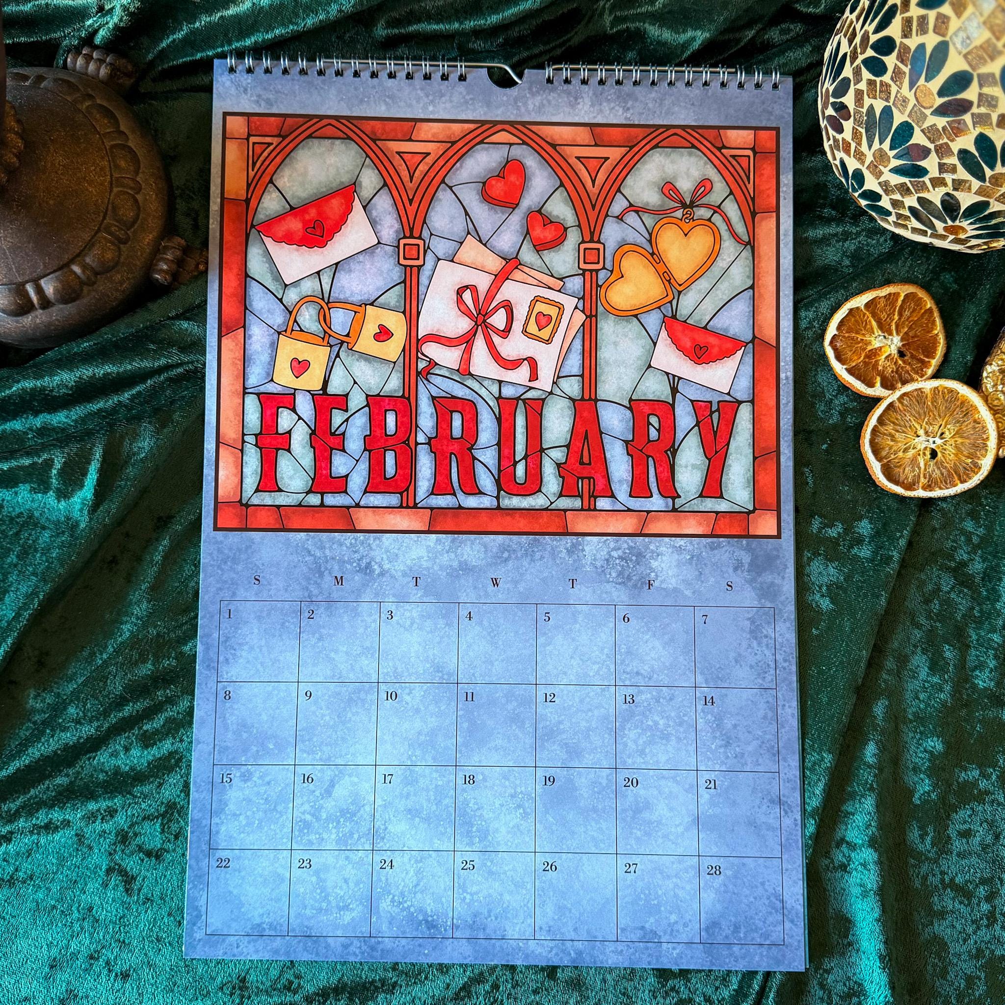 Stained Glass Art Calendar 2026 Wall Calendar Large Wall Calendar ...