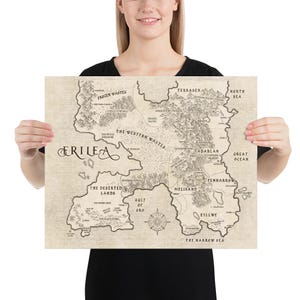 Throne of Glass Map Erilea Sarah J Maas ACOTAR Merch Velaris Poster ...