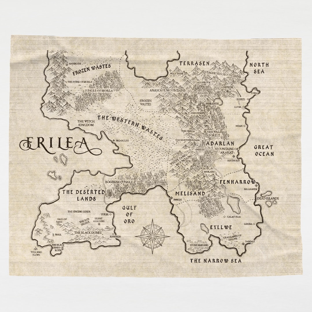 Throne of Glass Map Book Lovers Blanket Erilea Map Sarah J Maas ACOTAR ...