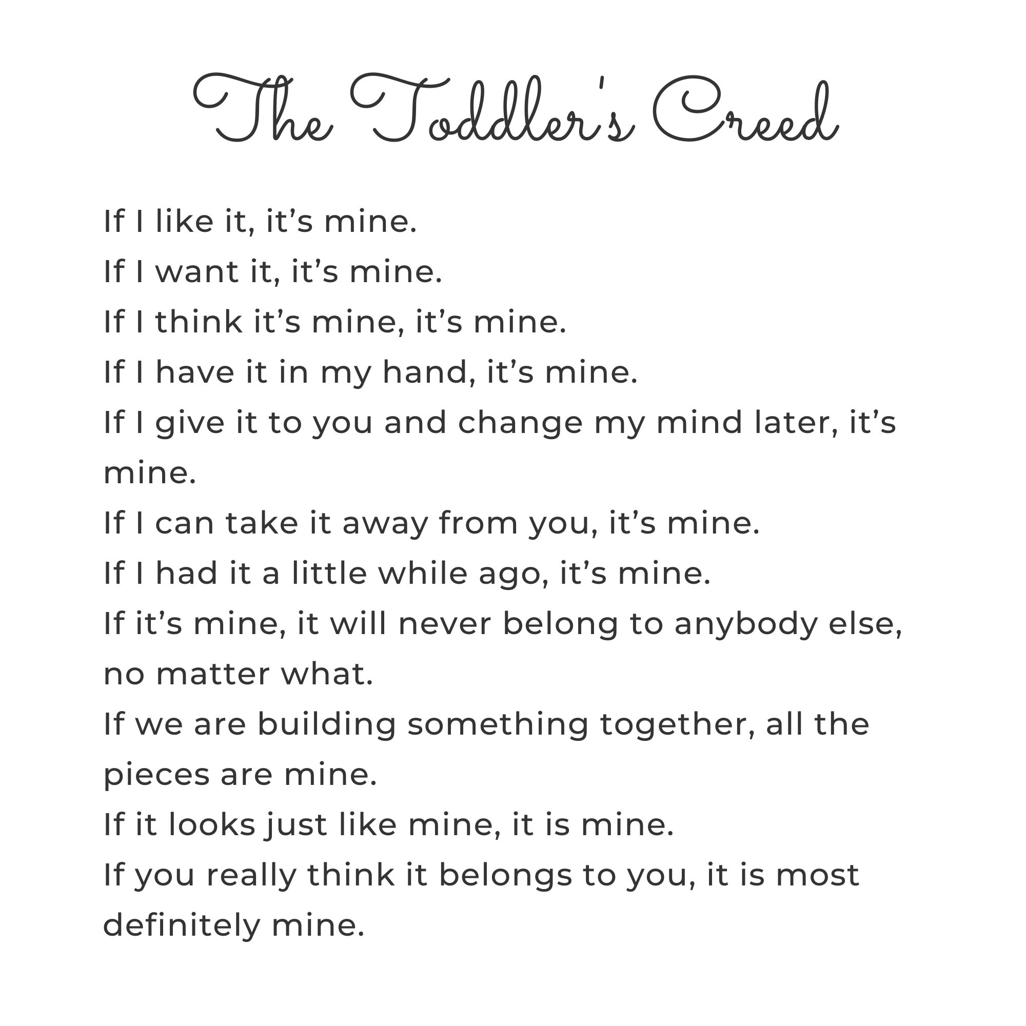 Toddler's Creed Poem Print: Nursery Wall Art (digital Download) - Etsy