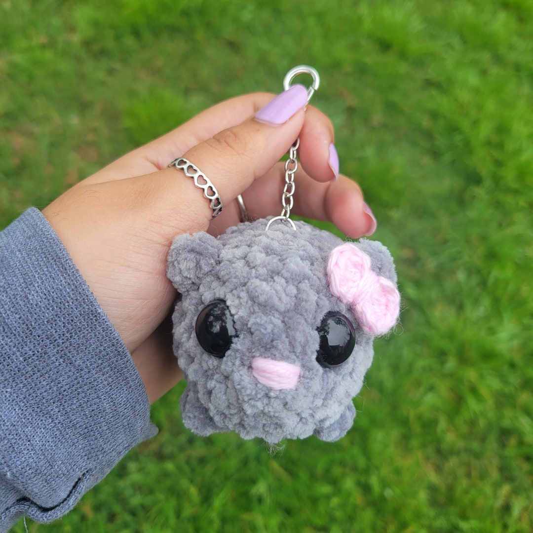 Sad Hamster Meme Crochet Keychain | Tiktok Coquette Pink Bow Hamster - Etsy