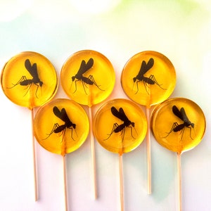 Set/12 Mosquito Jurassic Themed Round Lollipops - Hard Candy Lollipop ...