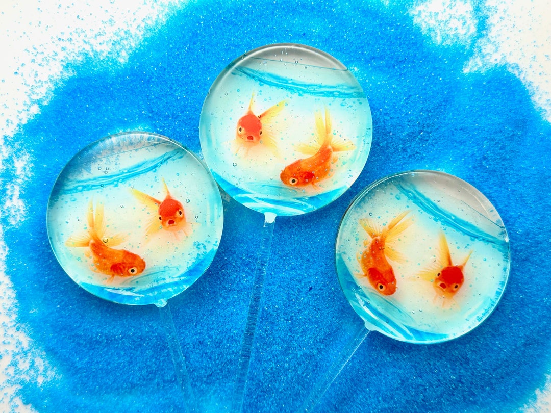 Set/6 Goldfish in a Bowl Lollipops - Hard Candy With Edible Image ...