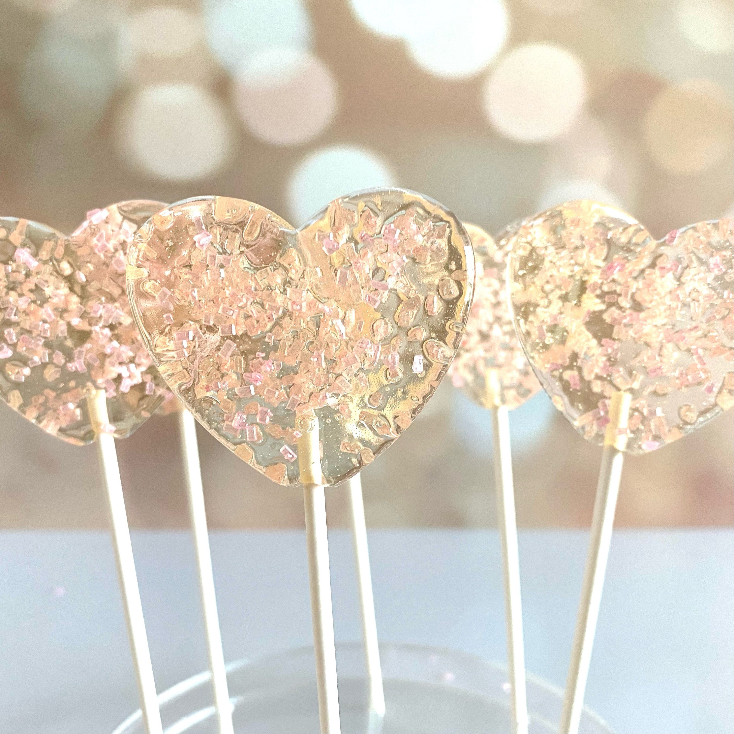 Set/18 Sparkle Heart Lollipop Hard Candy Heart Shaped - Etsy