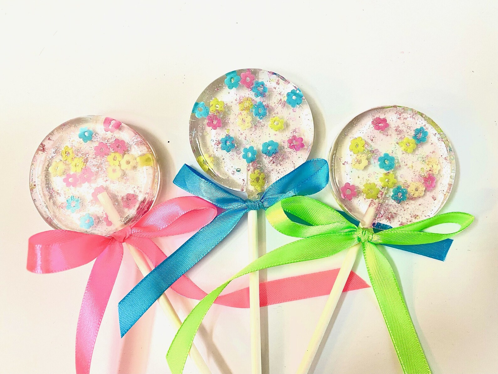 Flower Confetti Lollipops: Pink Glitter Party Favors, Summer Sprinkles ...