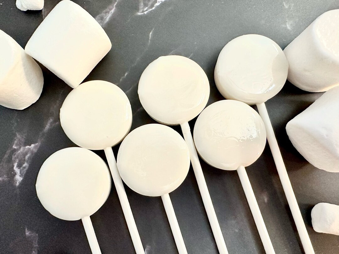 Set/16 Marshmallow Lollipops - Hard Candy Marshmallow Flavored Lollipop ...