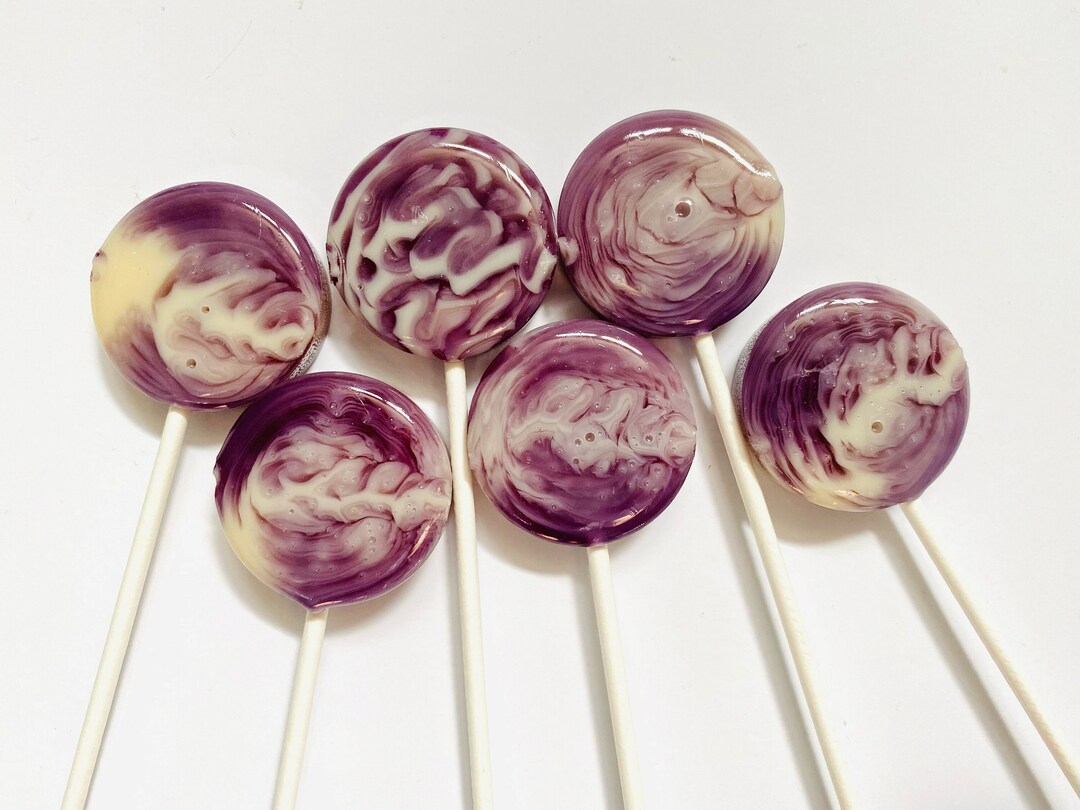 Blackberry and Cream Lollipops: Marble Hard Candy Party Favors - (count ...