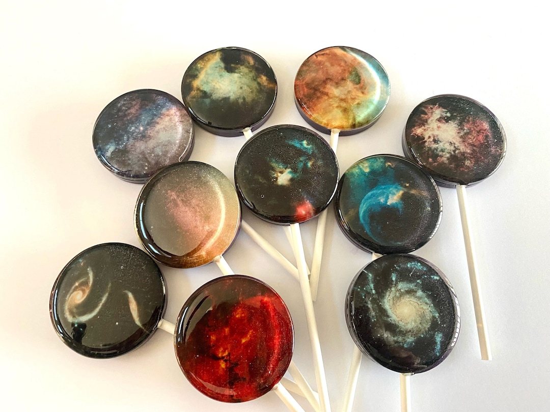 Galaxy Lollipops: Cosmic Space Birthday Party Favors - Galaxy Theme ...