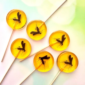 Set/12 Mosquito Jurassic Themed Round Lollipops - Hard Candy Lollipop ...